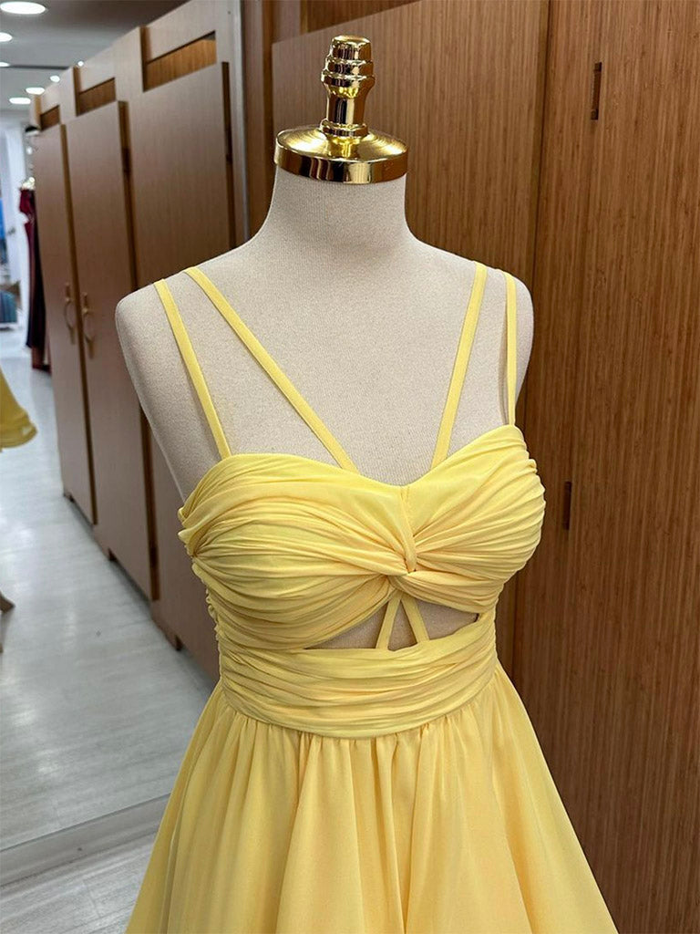 A-Line Chiffon Yellow Short Prom Dress, Yellow Homecoming Dress – toptby