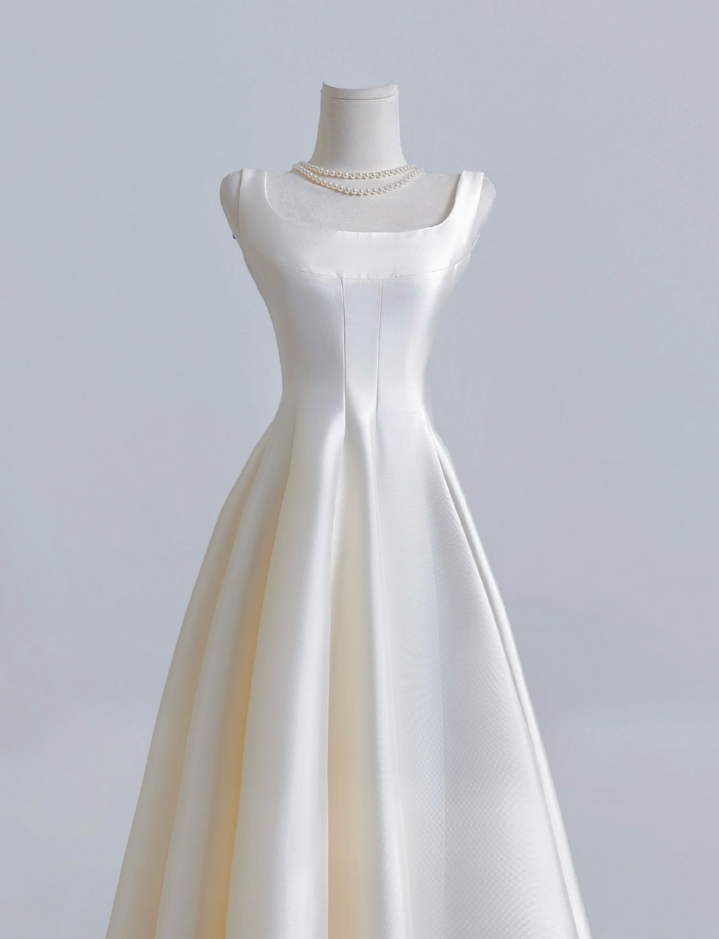 A-Line Satin Beige Long Prom Dress, Beige Long Formal Dress – toptby
