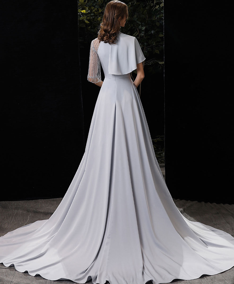 Gray chiffon long prom dress gray chiffon evening dress – toptby